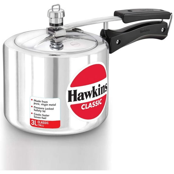 Aluminium 3 Litre Classic Pressure Cooker, Tall Design Inner Lid Cooker ...