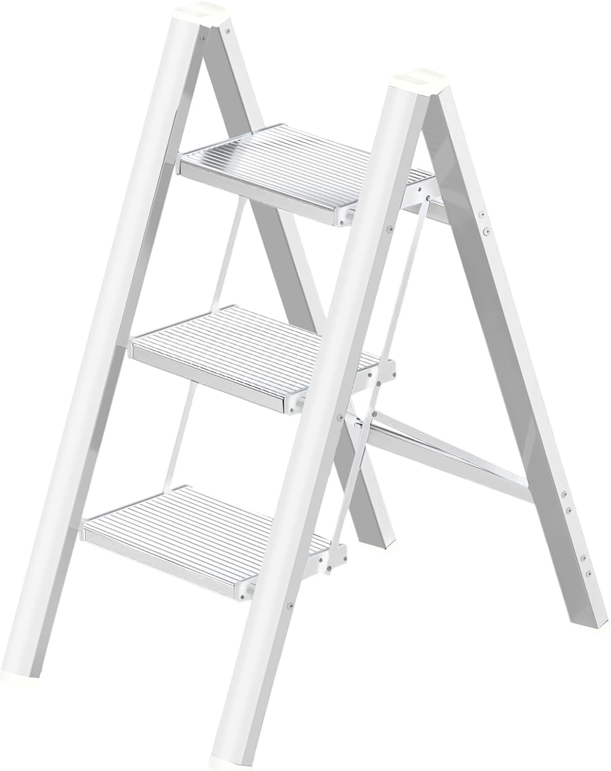 Aluminium 3 Step Ladder Folding Stool-330lb Capacity Ladders with Anti ...