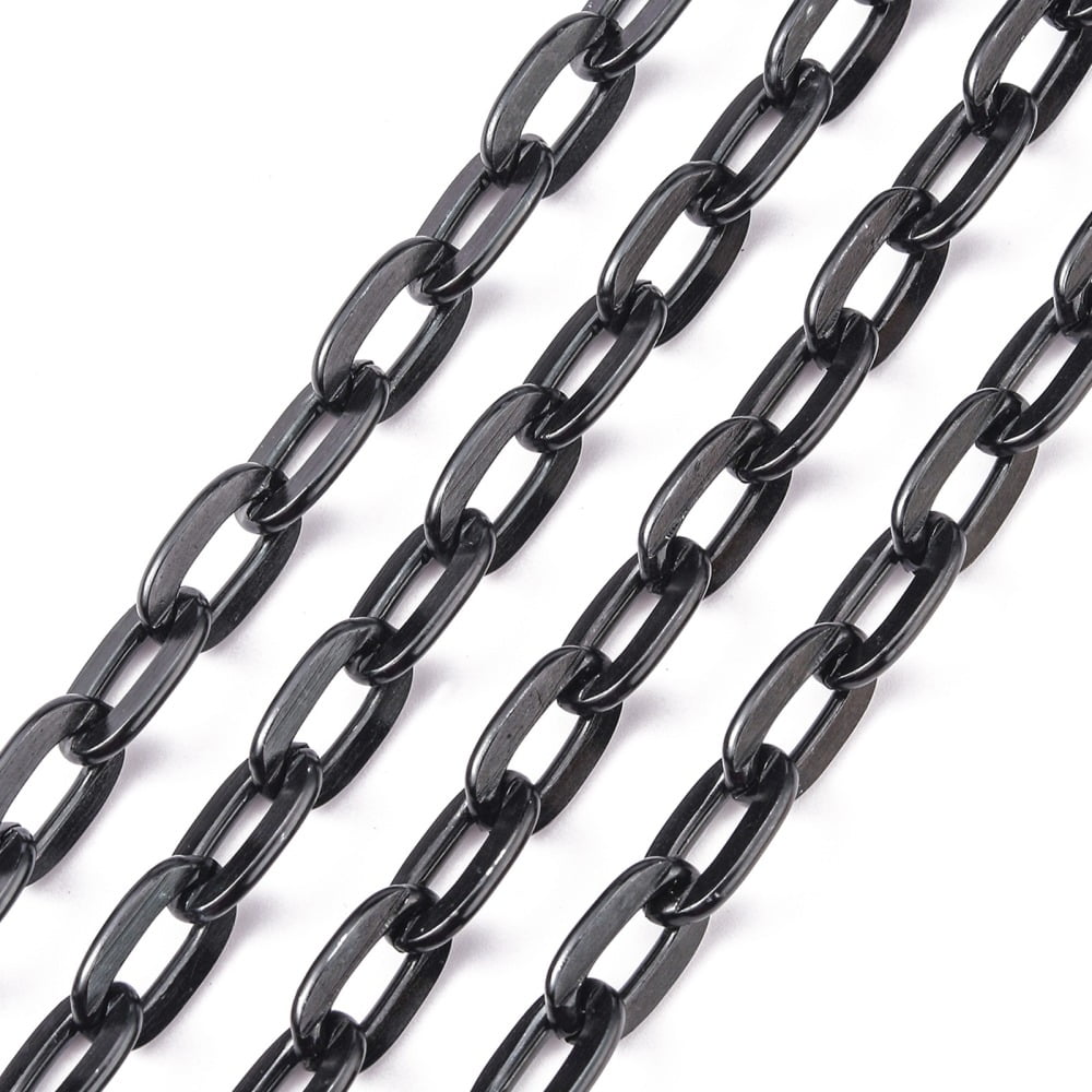 Aluminium Cable Chains Unwelded Oval Black about 9x15x1.8mm - Walmart.com