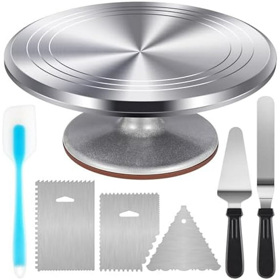 Aluminium Cake Turntable Set, Baking Tools with Revolving 12" Cake ...