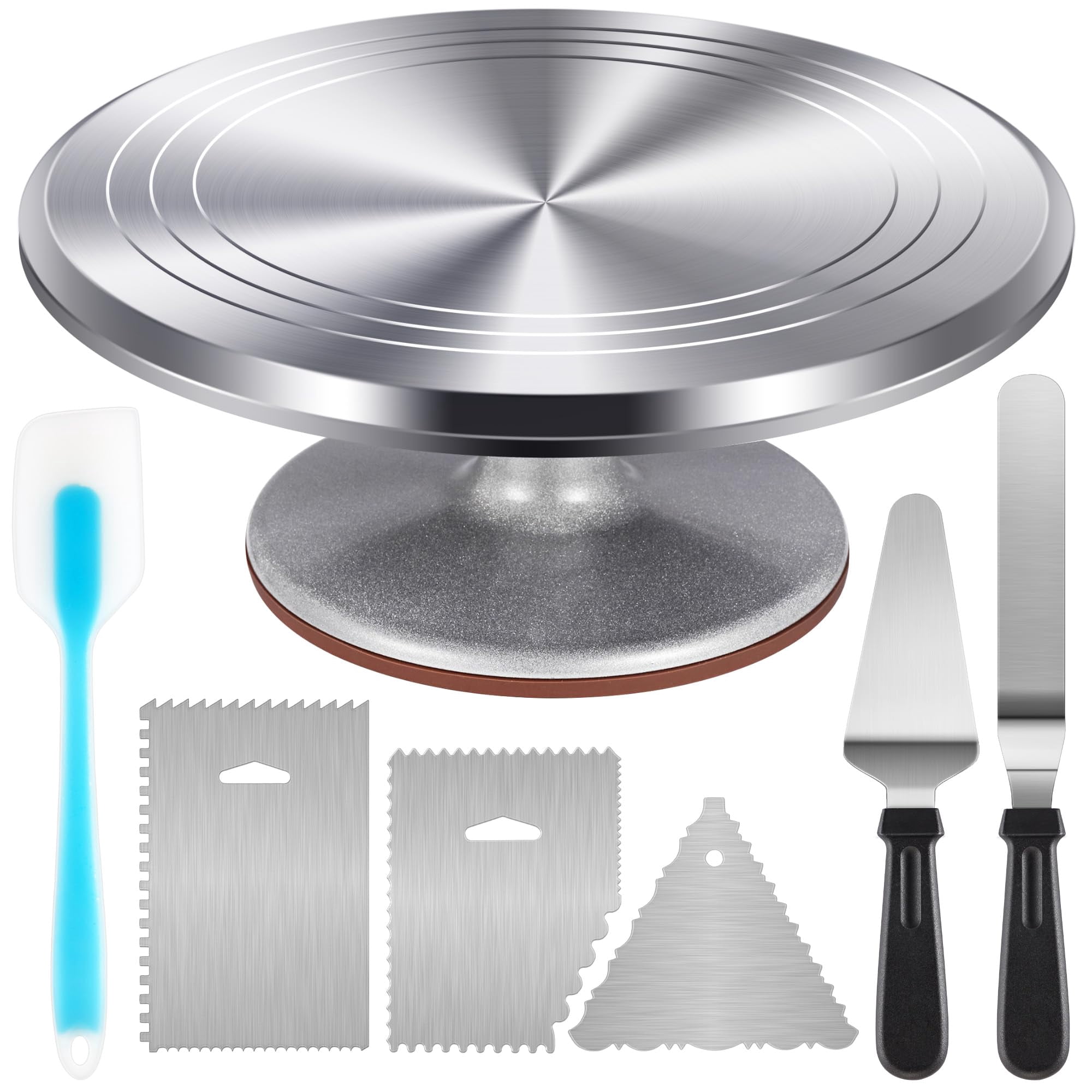Aluminium Cake Turntable Set, Baking Tools with Revolving 12" Cake ...