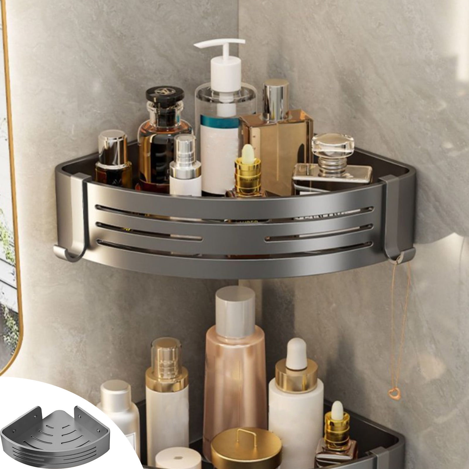 Aluminium Corner Shower Shelf,Wall Mounted for Bathroom,Adhesive Shower ...