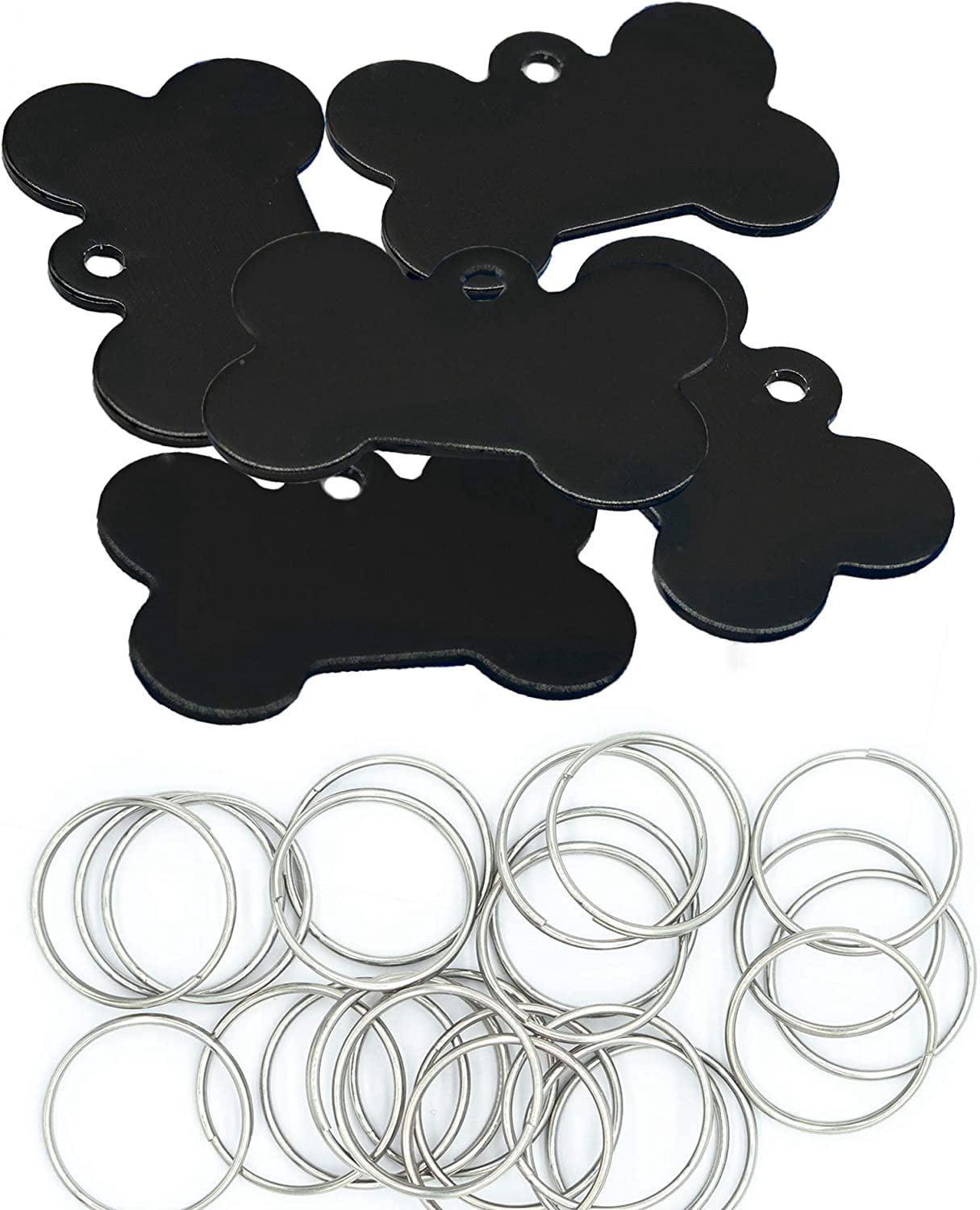 Aluminium Dog ID Tags with Key Ring - Blank Pet Number Tags Set ...