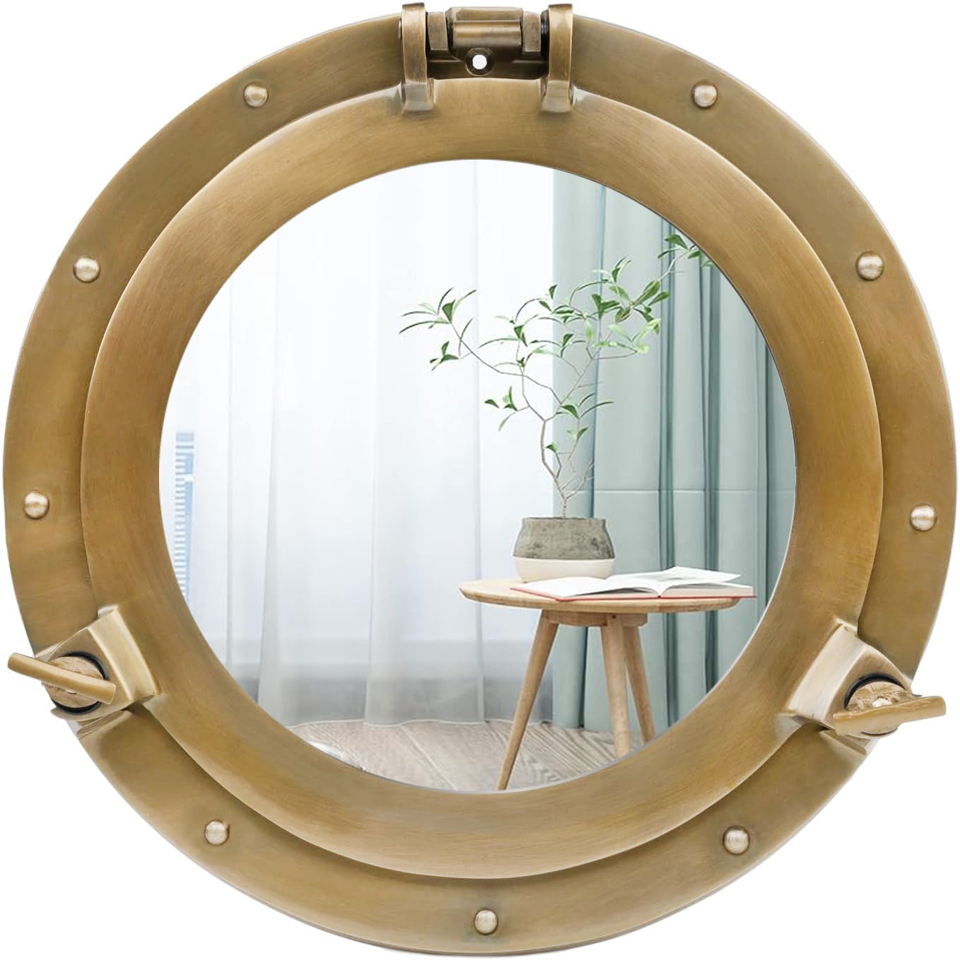 Aluminium Ships Porthole Mirror and Window – Nautical Round Wall Mirror ...
