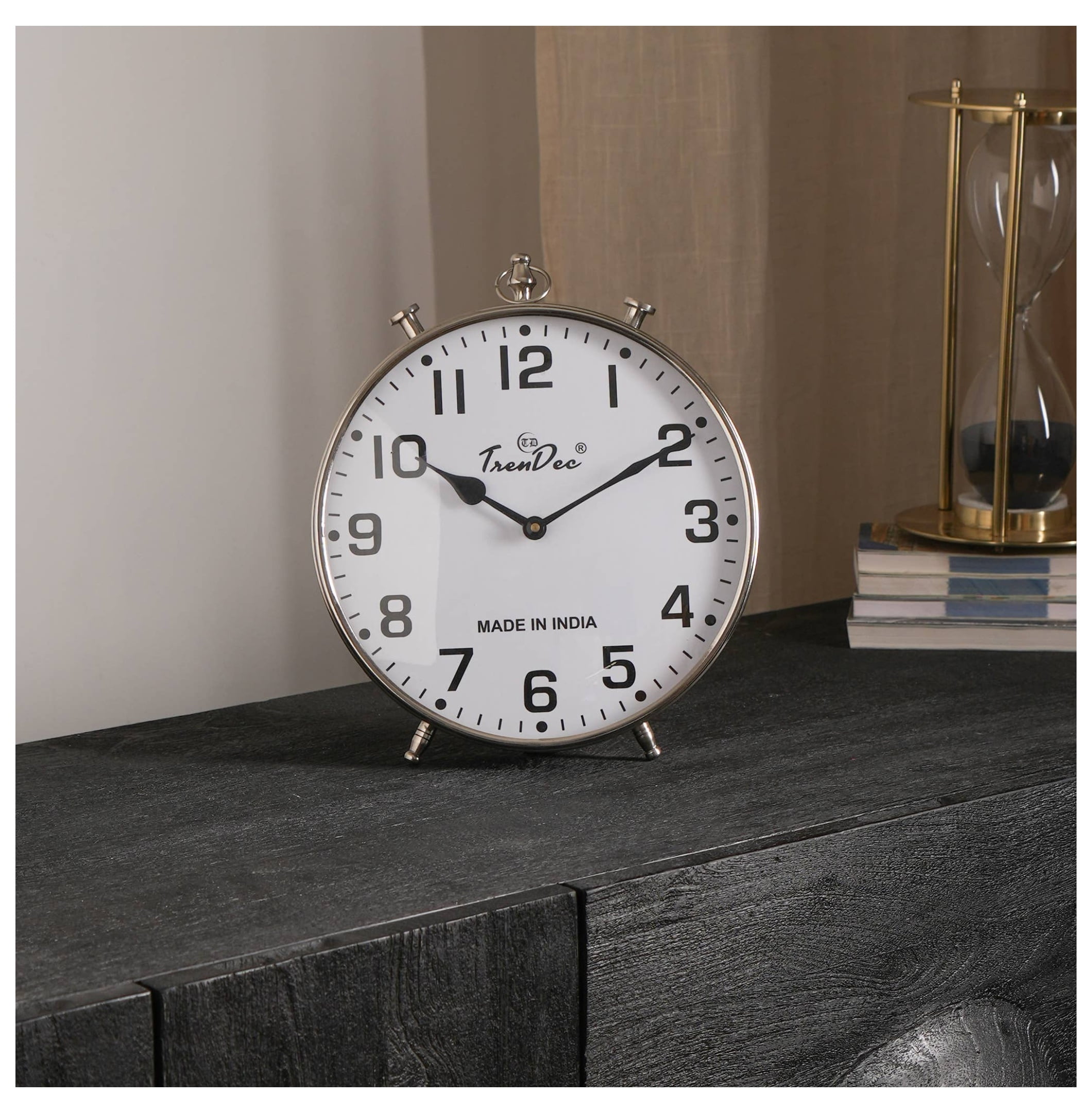 Aluminium Silver Table Clock - Desk Clock, Classic Decorative Timepiece ...