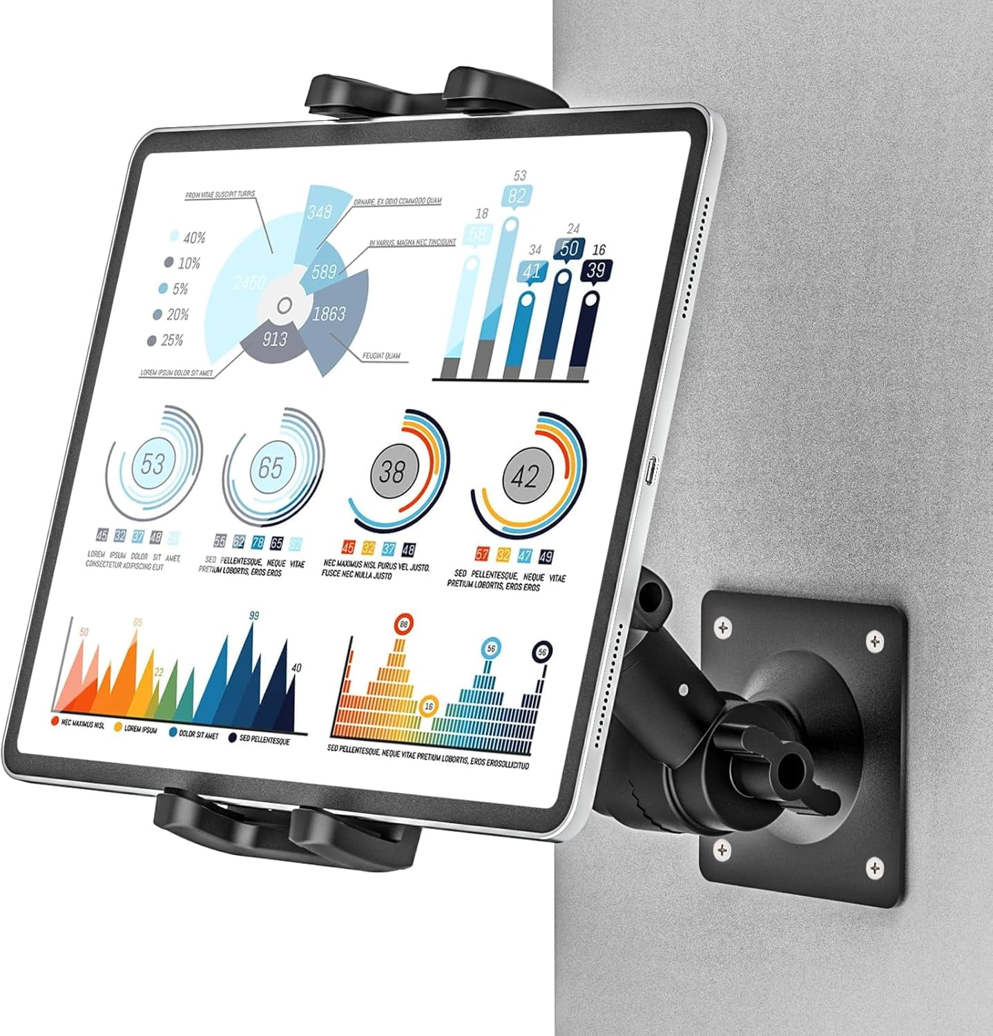 Aluminium Tablet Wall Mount Holder, [Adjustable Arm] iPad Wall Mount, Tablet Wall Holder for ...