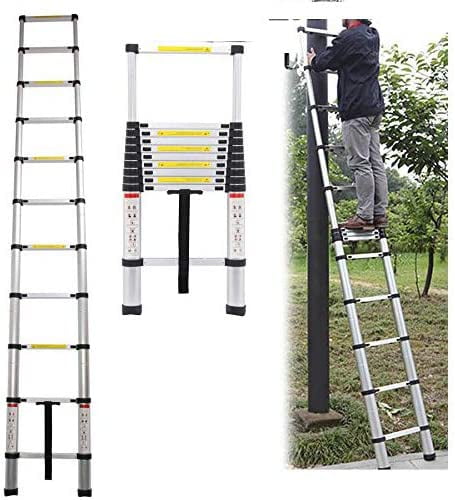 Aluminium Telescopic Ladder 8.5Ft 2.6M Telescoping Folding Ladder 9 ...