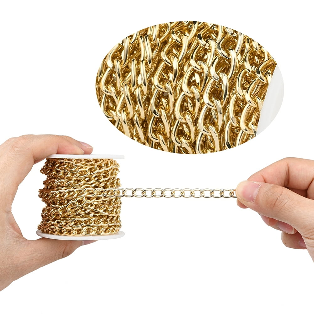 Aluminium Twisted Curb Chains Unwelded with Spool Golden 10x6.5x1.8mm ...