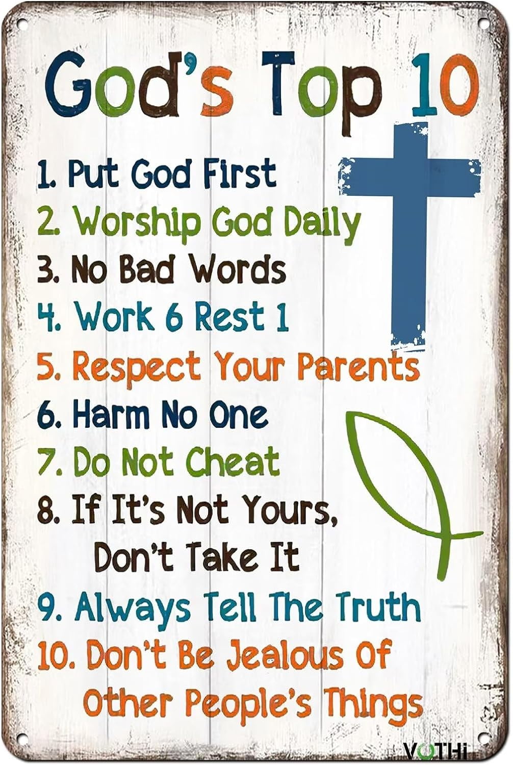 Aluminum 10 Commandments Sign - Art Deco Decorative Signage, 8x12 ...