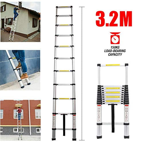 Aluminum 10ft Telescoping Ladder Extension Ladder Multi Purpose Ladder ...