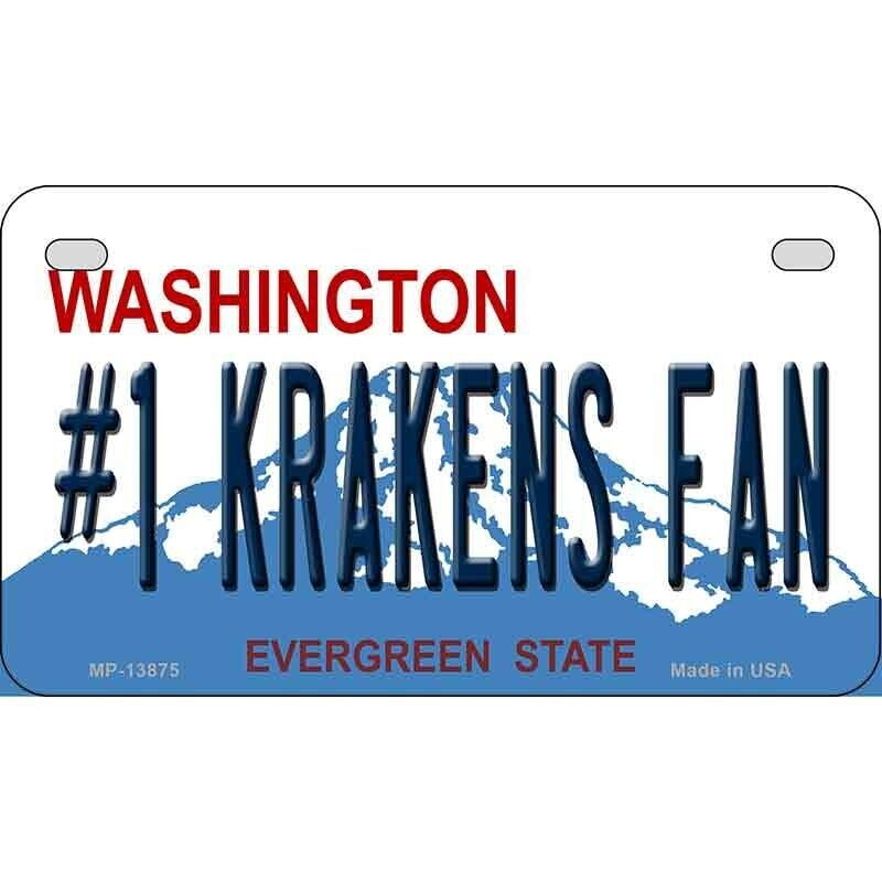 Aluminum (12 inch x 6 inch) #1 Krakens Fan Washington Motorcycle ...