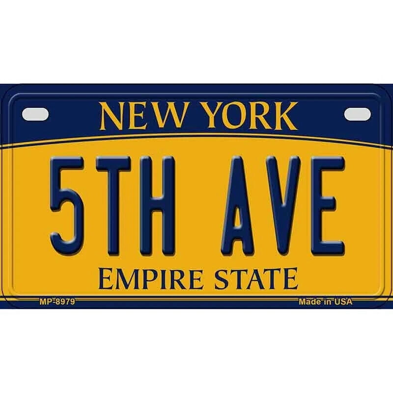 Aluminum (12 inch x 6 inch) 5th Ave New York Metal Motorcycle License ...