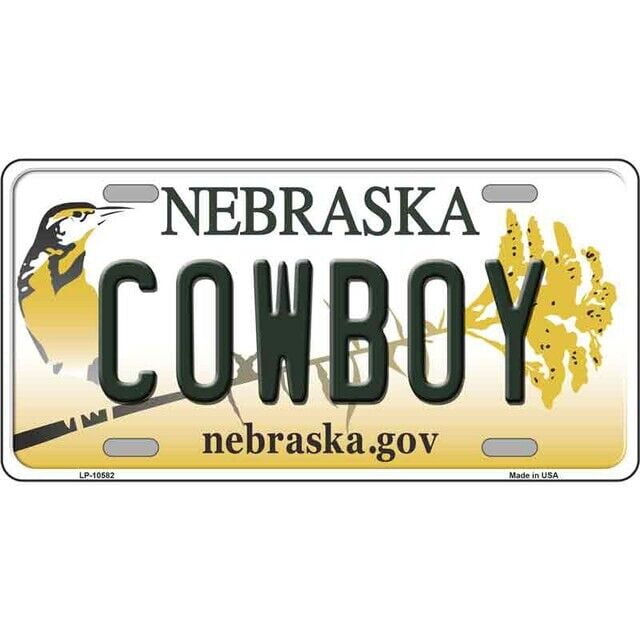 Aluminum (12 inch x 6 inch) Cowboy Nebraska Metal Novelty Art License ...