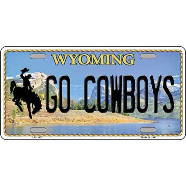 Aluminum (12 inch x 6 inch) Go Cowboys Wyoming License Plate Metal Sign ...