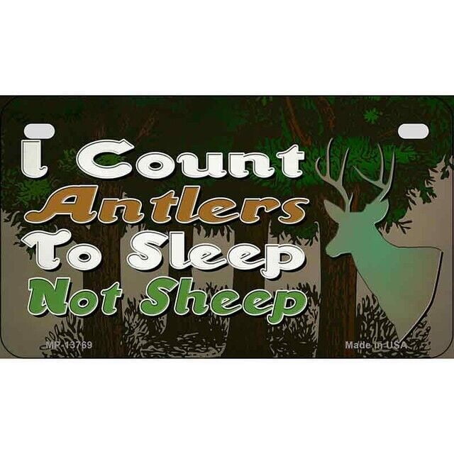 Aluminum (12 inch x 6 inch) I Count Antlers To Sleep Metal Motorcycle ...