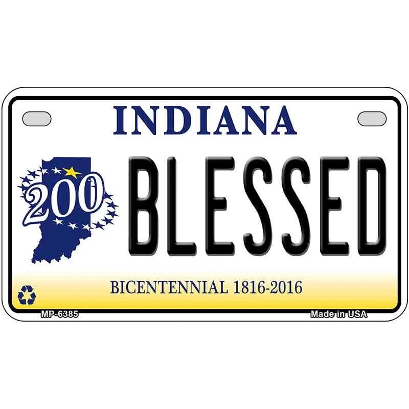 Aluminum (12 inch x 6 inch) Indiana Blessed Novelty Motorcycle License ...