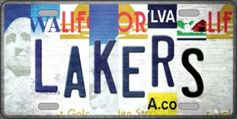 Aluminum (12 inch x 6 inch) Lakers Basketball Strip Art License Plate ...