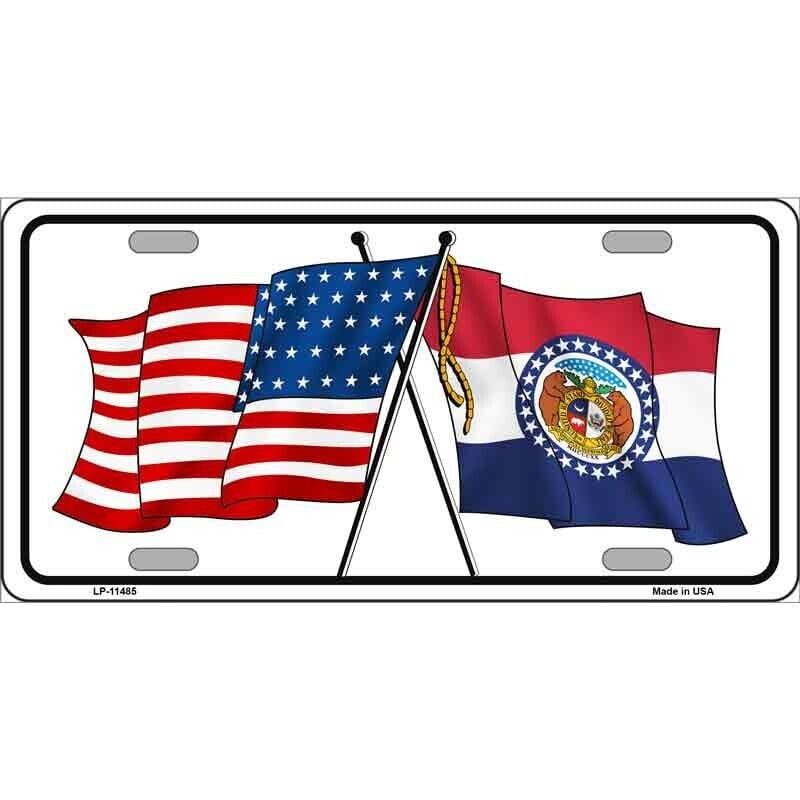 Aluminum (12 inch x 6 inch) Missouri Crossed US Flag License Plate ...