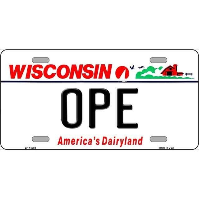 Aluminum (12 inch x 6 inch) Ope Wisconsin License Plate Metal Sign ...