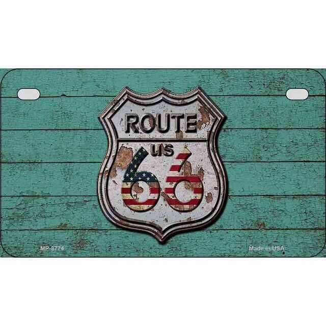 Aluminum (12 inch x 6 inch) Route 66 Metal Rusty Logo Motorcycle ...