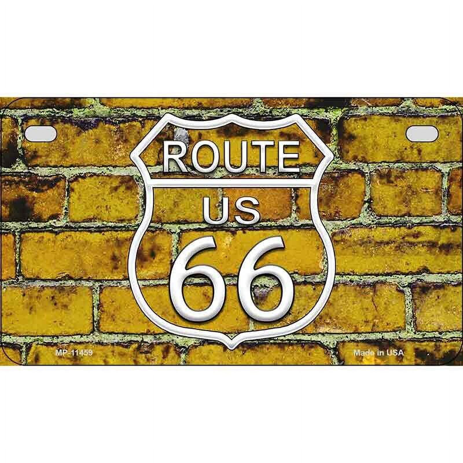 Aluminum (12 inch x 6 inch) Route 66 Yellow Brick Wall Motorcycle ...