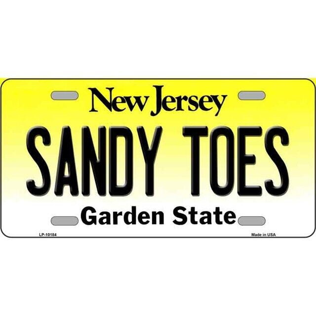 Aluminum (12 inch x 6 inch) Sandy Toes New Jersey License Plate Metal ...
