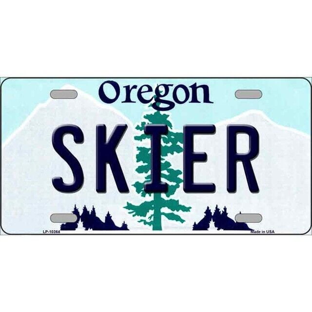 Aluminum (12 inch x 6 inch) Skier Oregon License Plate Metal Sign ...