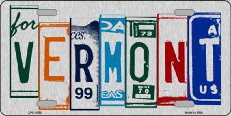 Aluminum (12 inch x 6 inch) Vermont Strip Cut Letter Art License Plate ...
