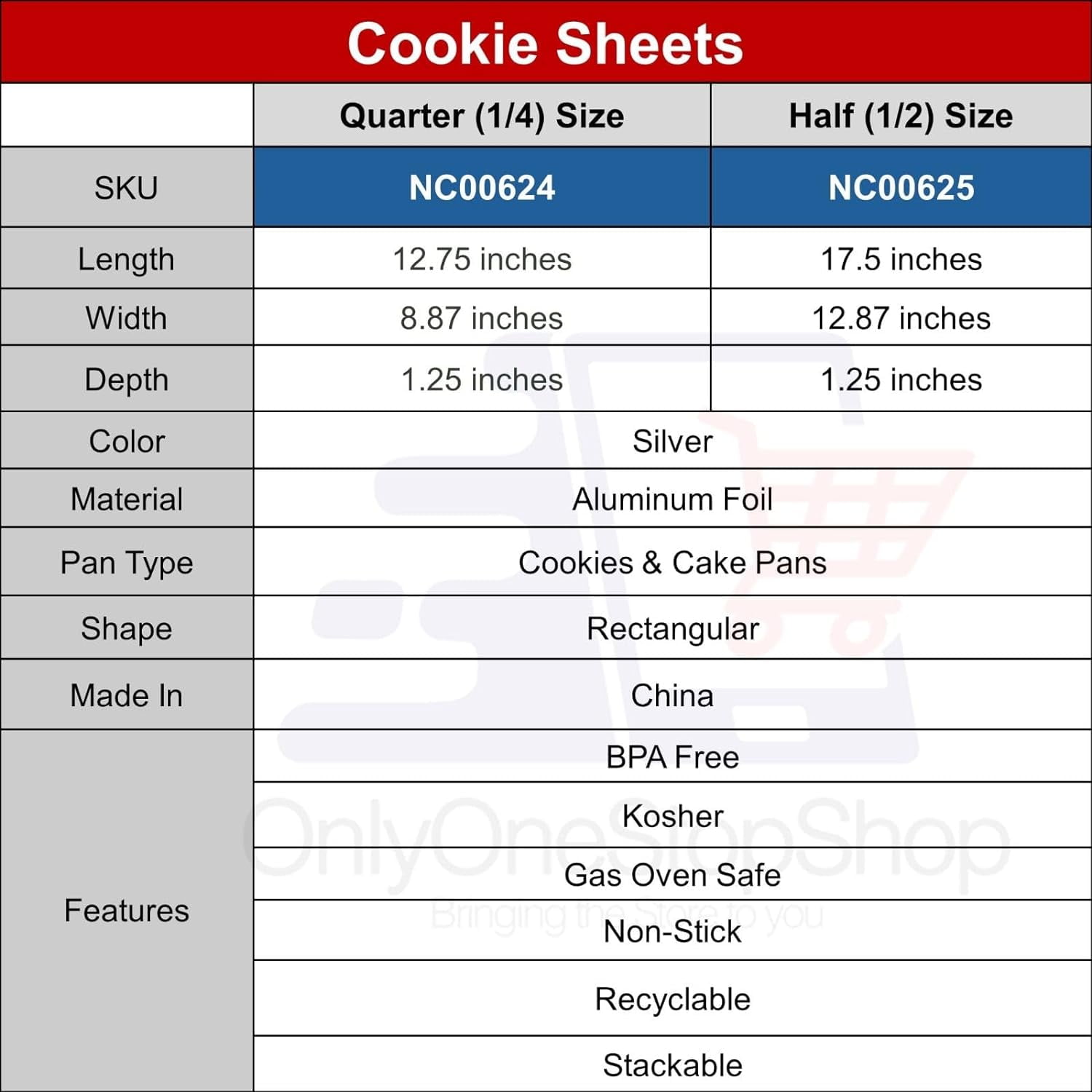 Aluminum 17.5X12.87X1.25 inches Cookie Sheet Baking Pans: Disposable ...