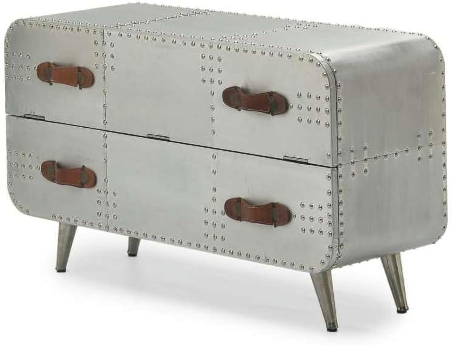 Aluminum 2 Drawer Aviator Chest Accent Storage Cabinet for Bedroom ...