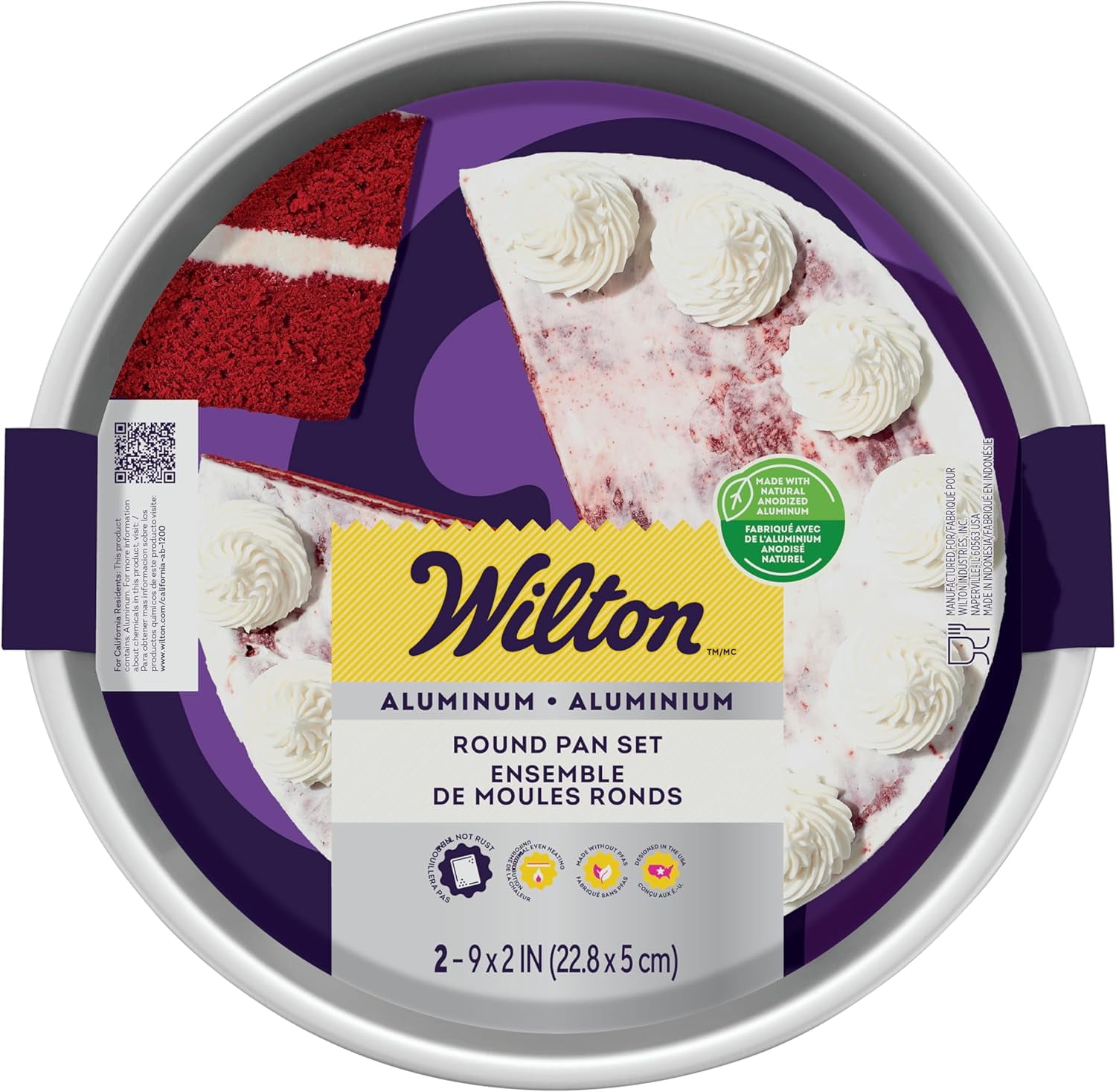 Aluminum 2-Piece Round Cake Pan Set, Durable Anodized Bakeware for Tiered & Layered Cakes, Even ...