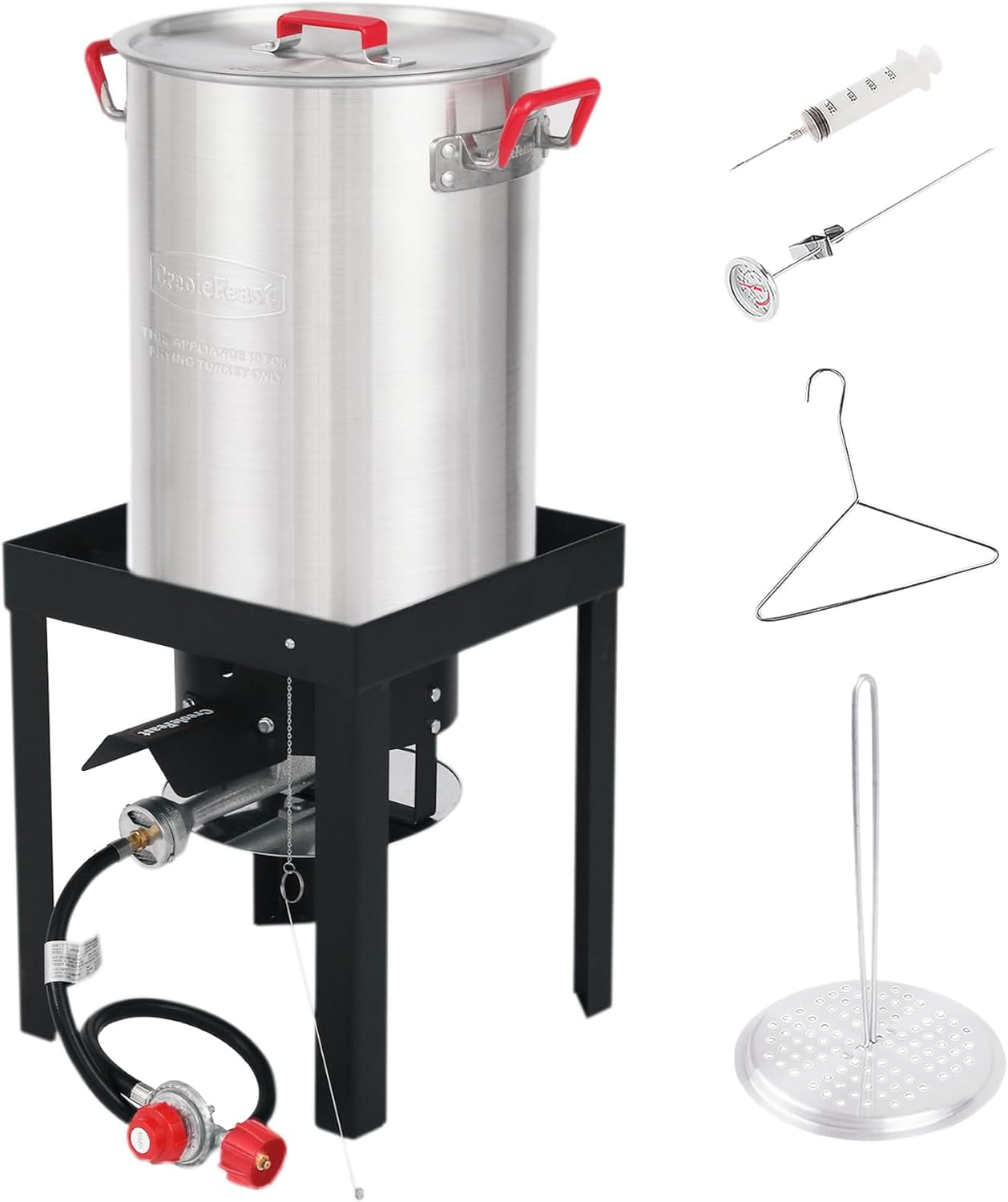 Aluminum 30 Qt. Turkey Fryer Pot Set, 50,000 BTU, Propane Burner for ...