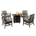 Aluminum 34-in Round Antique Copper Fire Table Set with Rocking Chairs ...