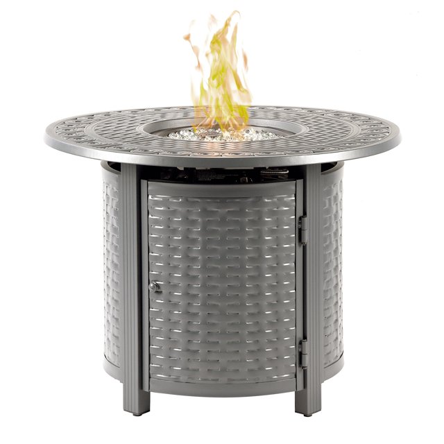 Aluminum 34-in Round Propane Fire Table with Beads, Covers and Lid ...