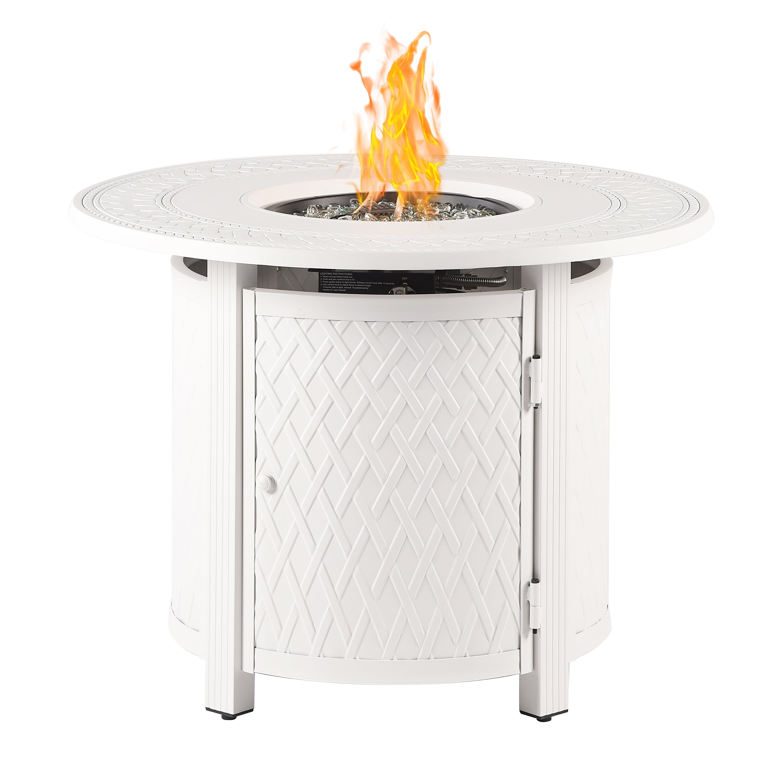 Aluminum 34-in Round Propane Fire Table with Beads, Covers and Lid ...