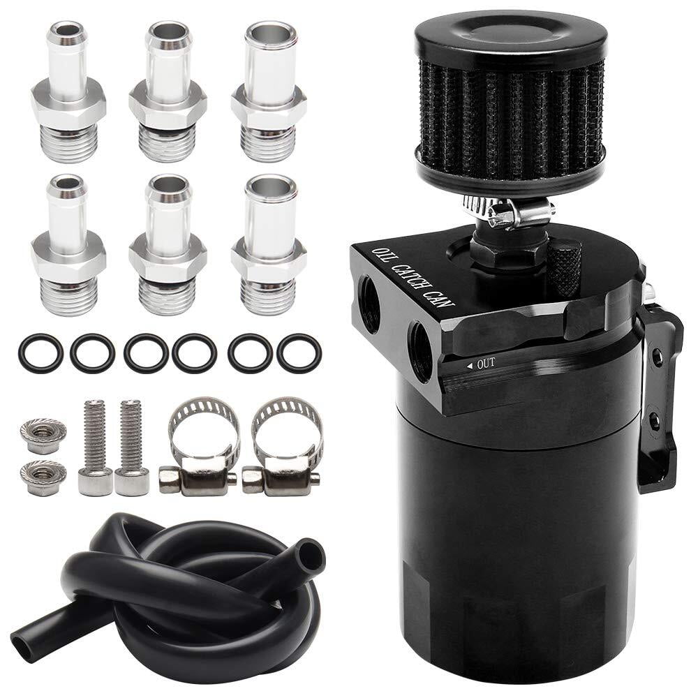 Aluminum 350ml/12oz Oil Catch Can Tank Kit Polish Baffled Reservoir ...