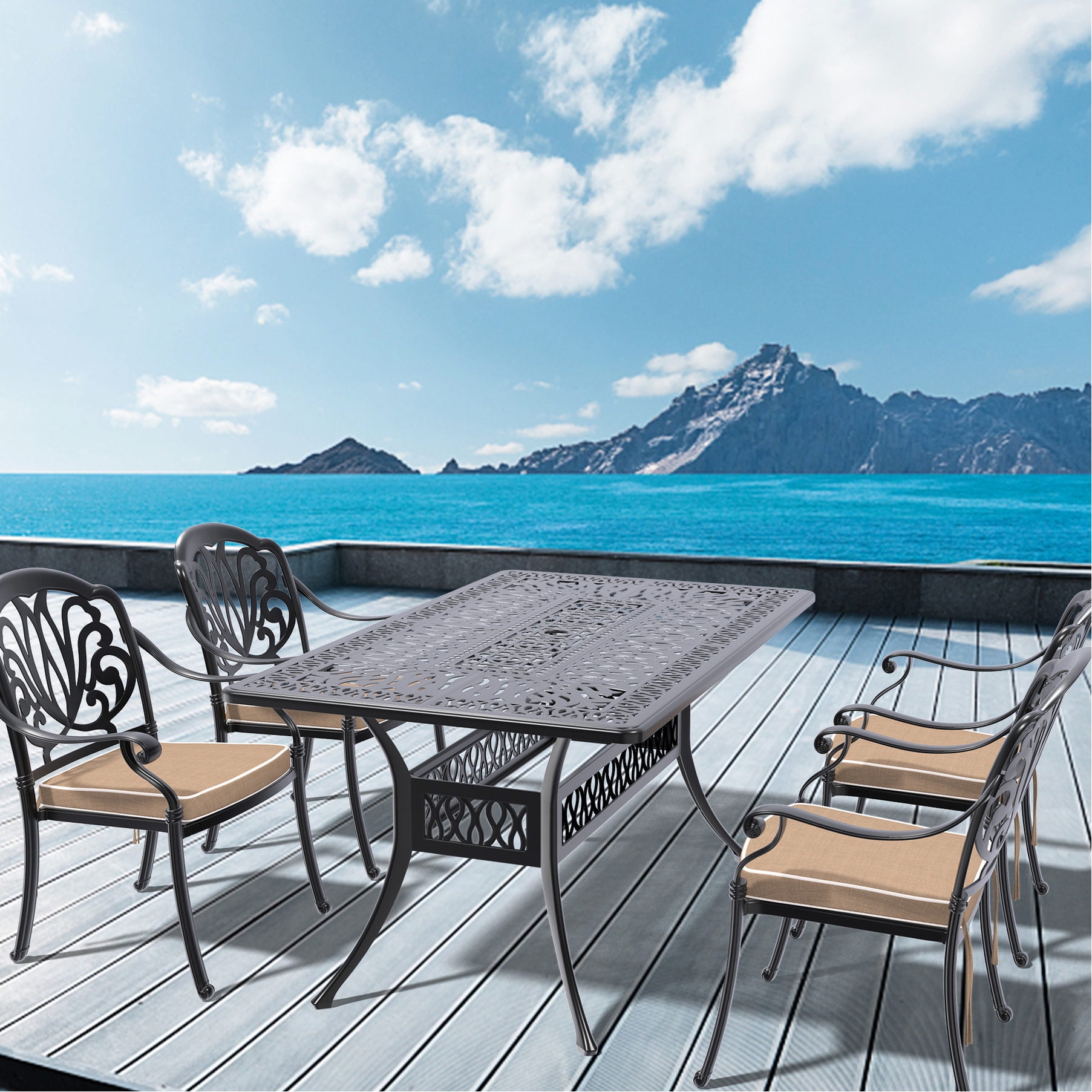 Aluminum 4 - Seater Set - Polyester Powder Coated, Exquisite Patterns ...
