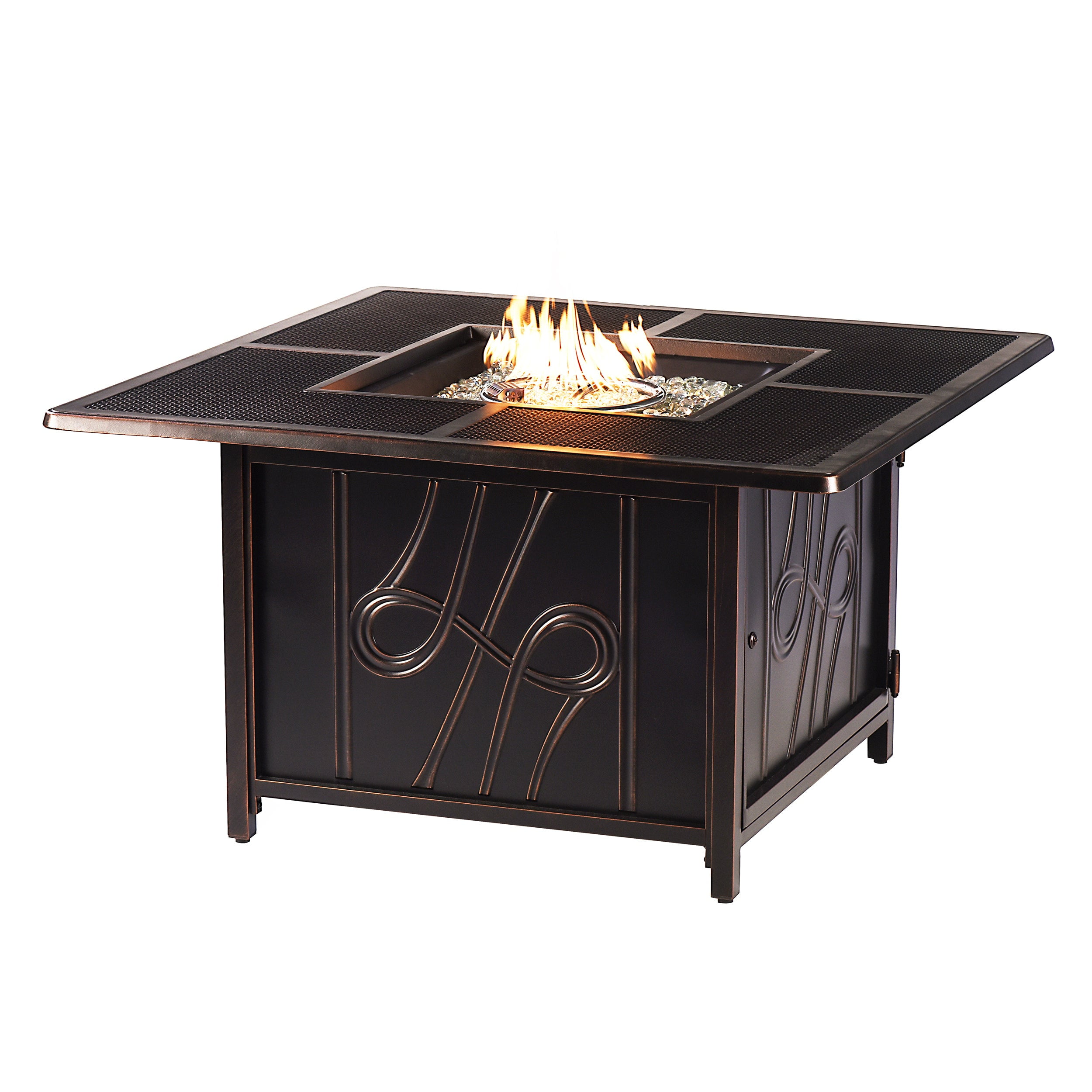 Aluminum 42-in Square Propane Fire Table with Beads, Covers and Lid ...