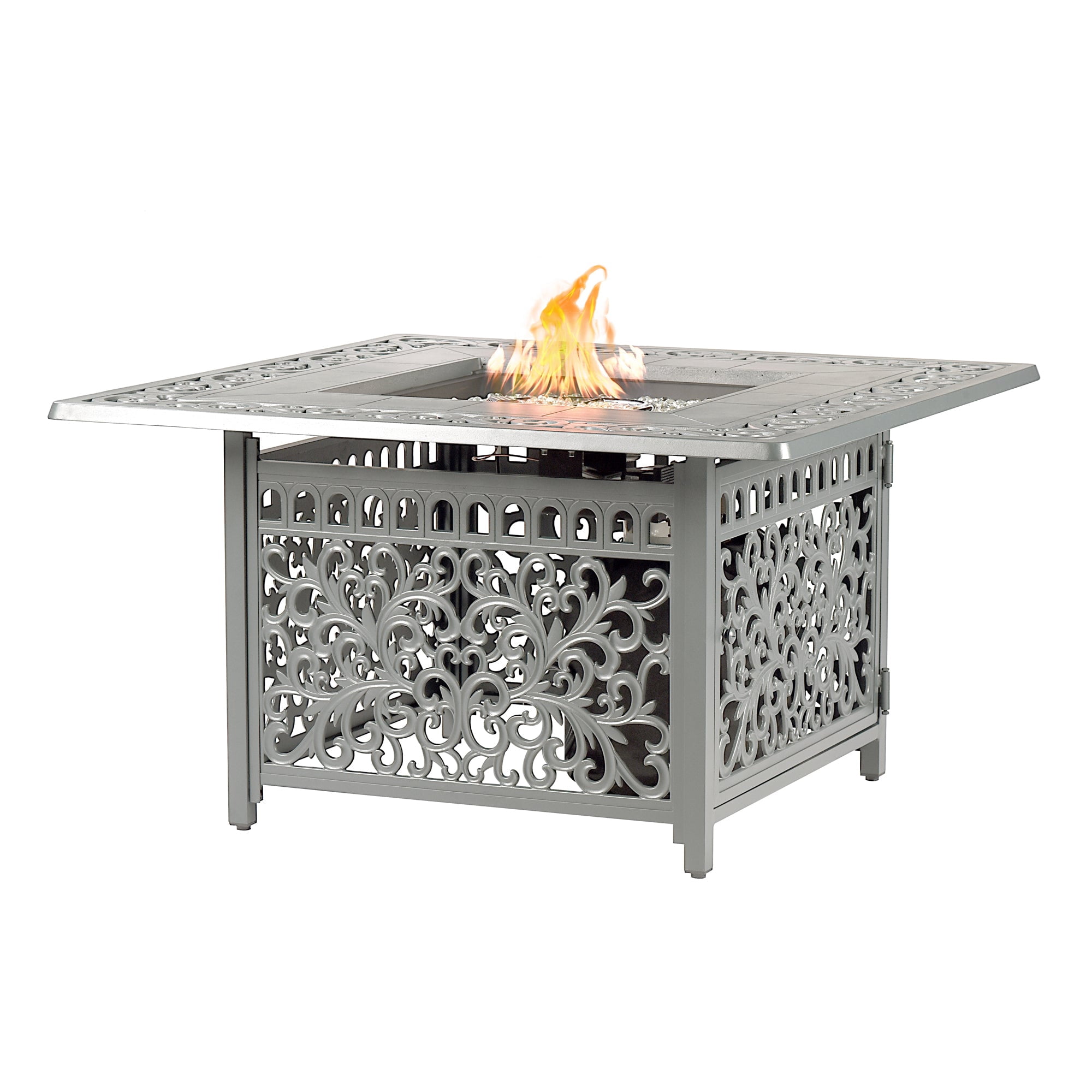 Aluminum 42-in Square Propane Fire Table with Beads, Covers and Lid ...