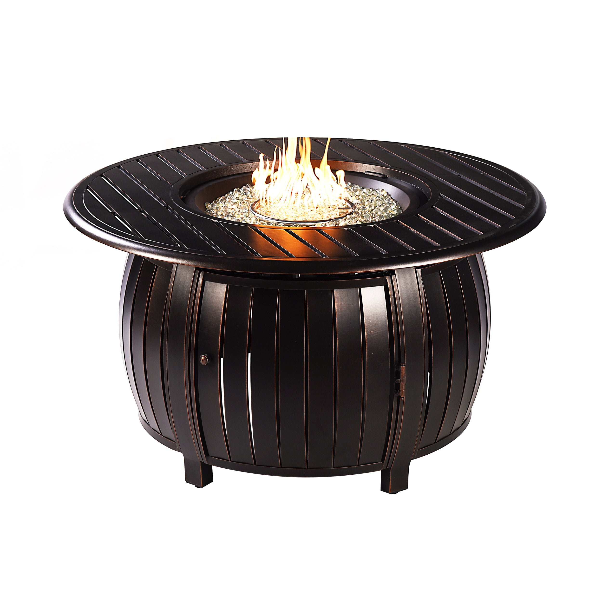 Aluminum 44-in Round Propane Fire Table with Beads, Covers and Lid ...