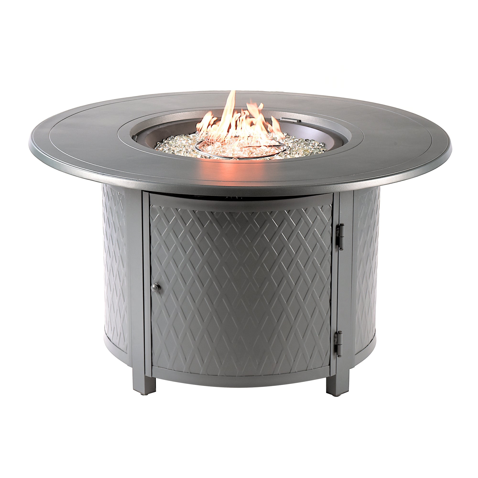 Aluminum 44-in Round Propane Fire Table with Beads, Covers and Lid ...