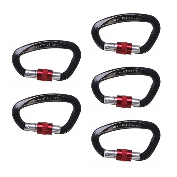 Aluminum 7075 Screw Lock Carabiner 25KN Climbing Hiking Camping 5 Pack ...