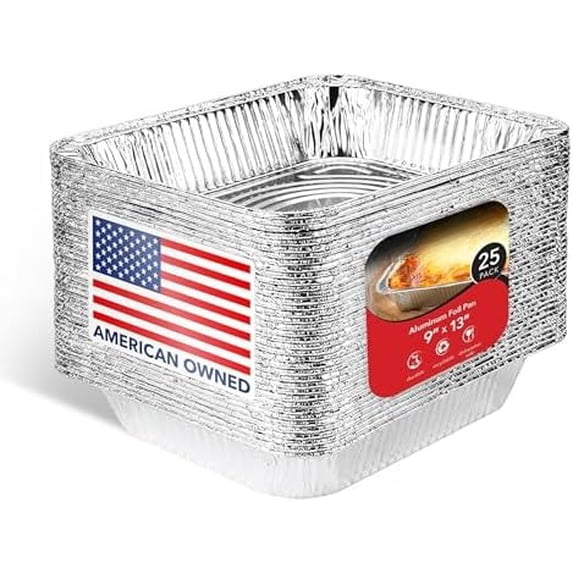 Aluminum 9x13 Disposable Foil (25 Pack) – Half Size Deep Steam Table ...