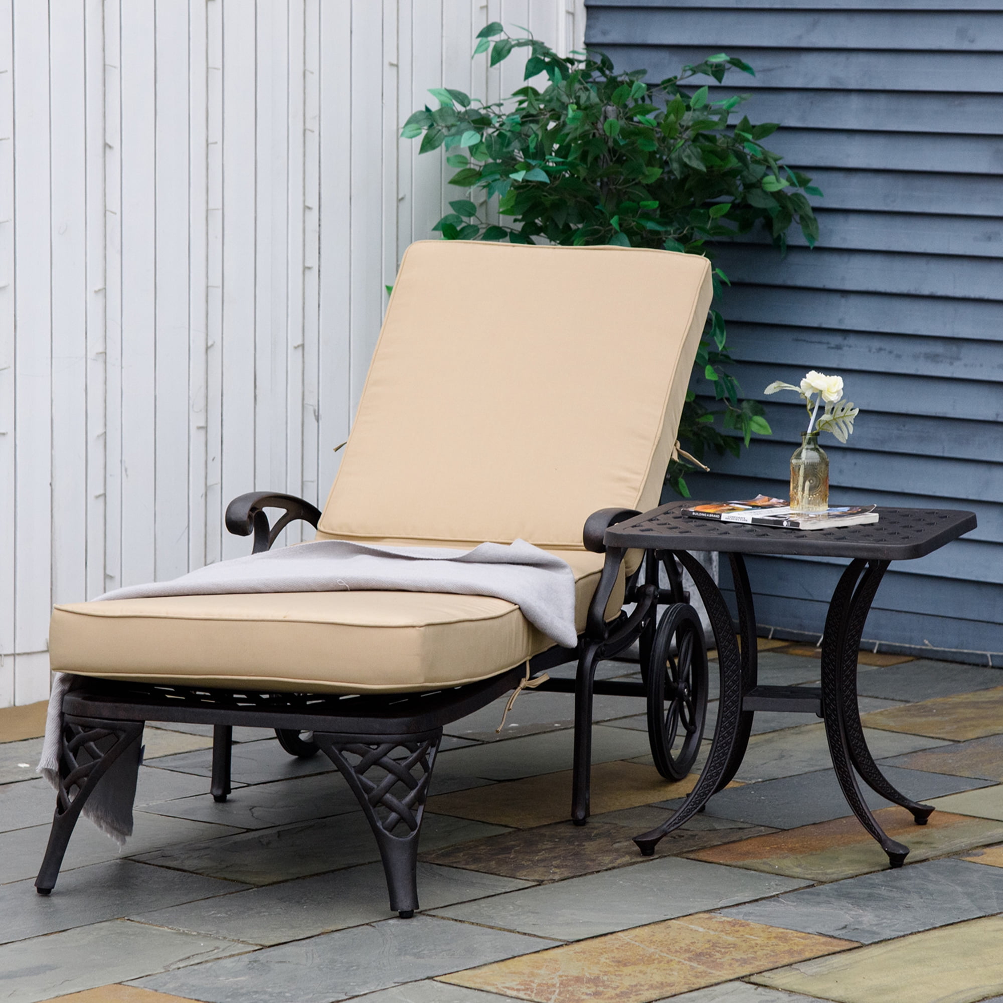 Aluminum Adjustable Chaise Lounge Chair, Folding 4-Position Patio ...
