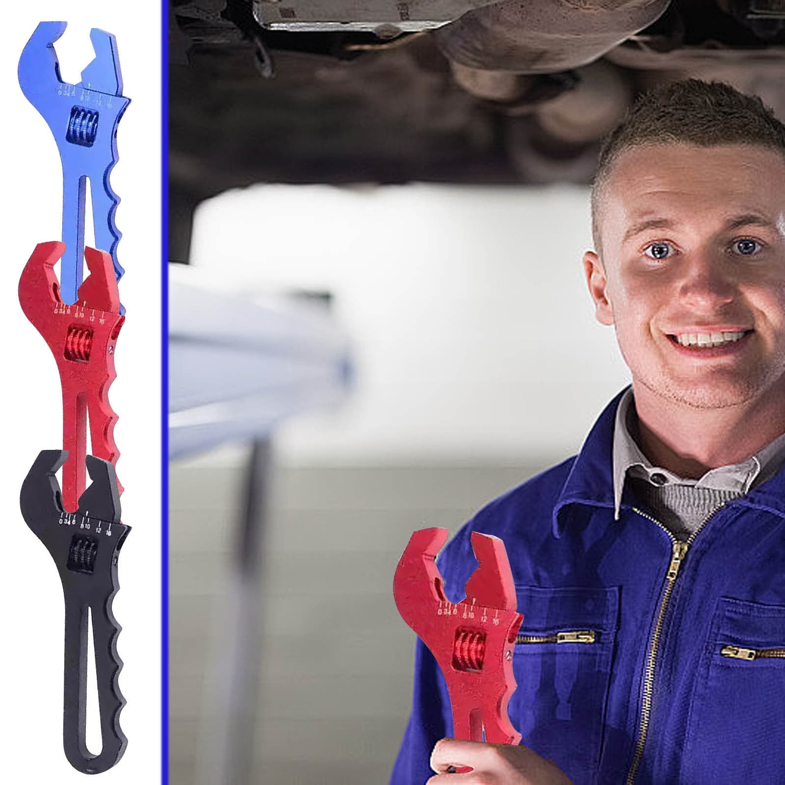 Aluminum Adjustable Wrench for 3AN-16AN Fittings | Non-Marring Hex Jaw ...