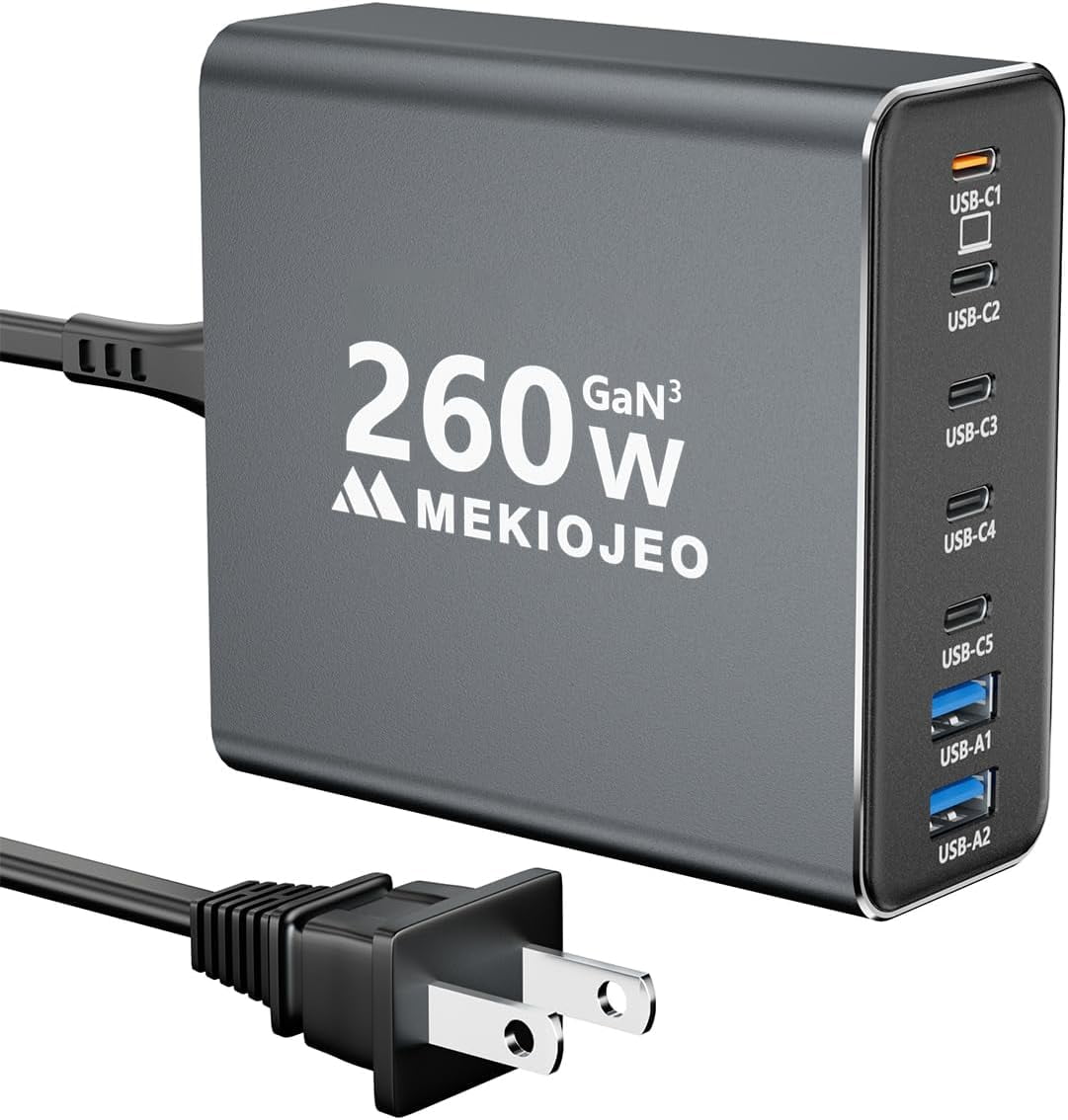 Aluminum Alloy 260W USB C CharXIULINr GaN Fast USB C Charging Station 7 ...