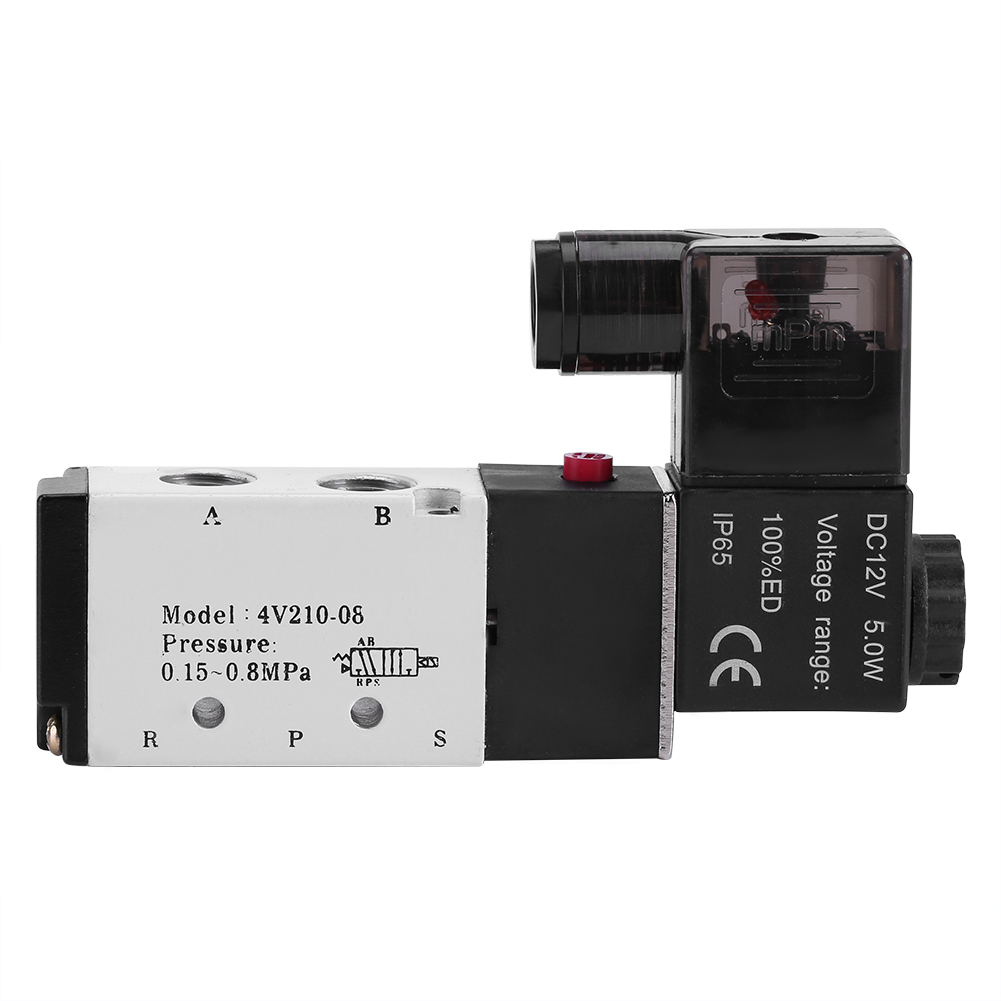 Aluminum Alloy 5 Way 2 Position Normally Closed Pneumatic Electric Air ...