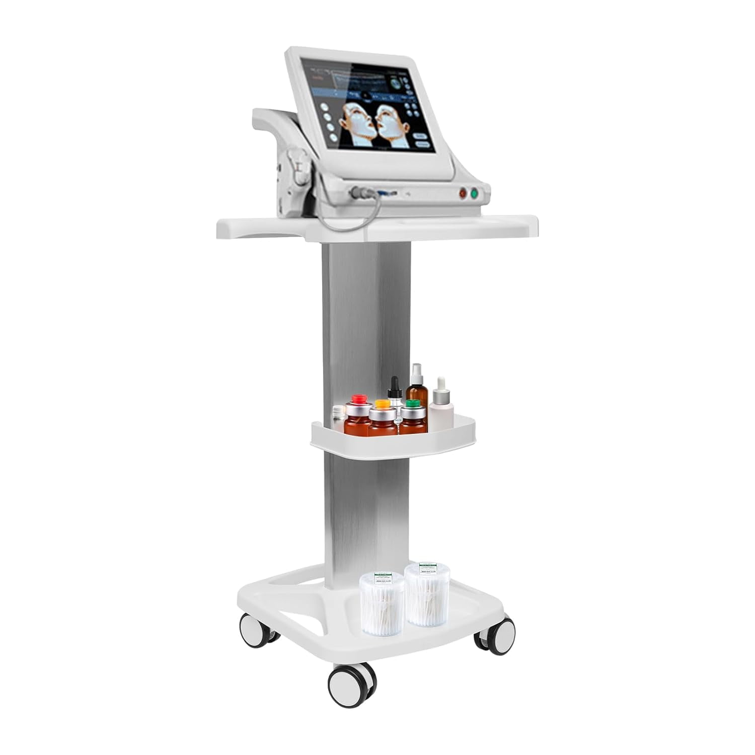 Aluminum Alloy + ABS Rolling Cart Tray Mobile Storage Cart with Wheels ...
