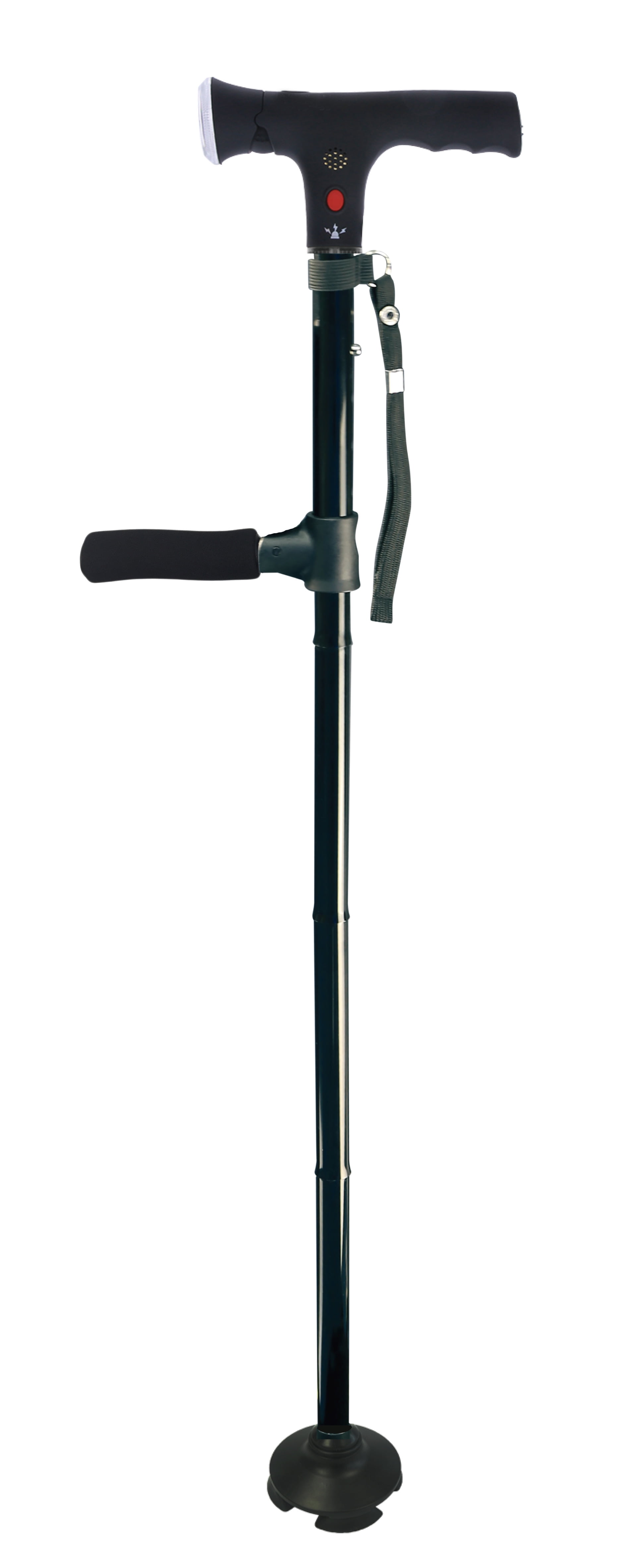 Aluminum Alloy Belt Alarm and LED Light Double Handle Walking Stick for ...