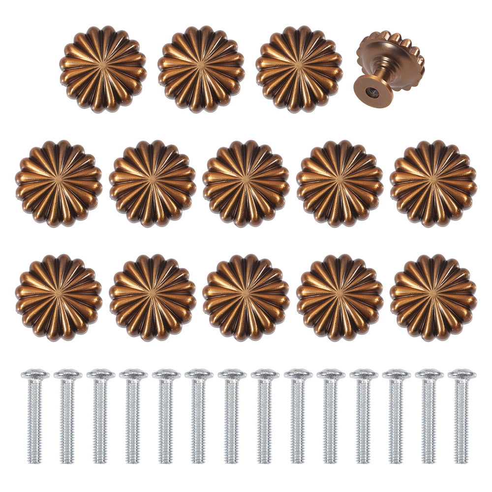 Aluminum Alloy Cabinet Wardrobe Handle with Screw Flower Dark Goldenrod ...